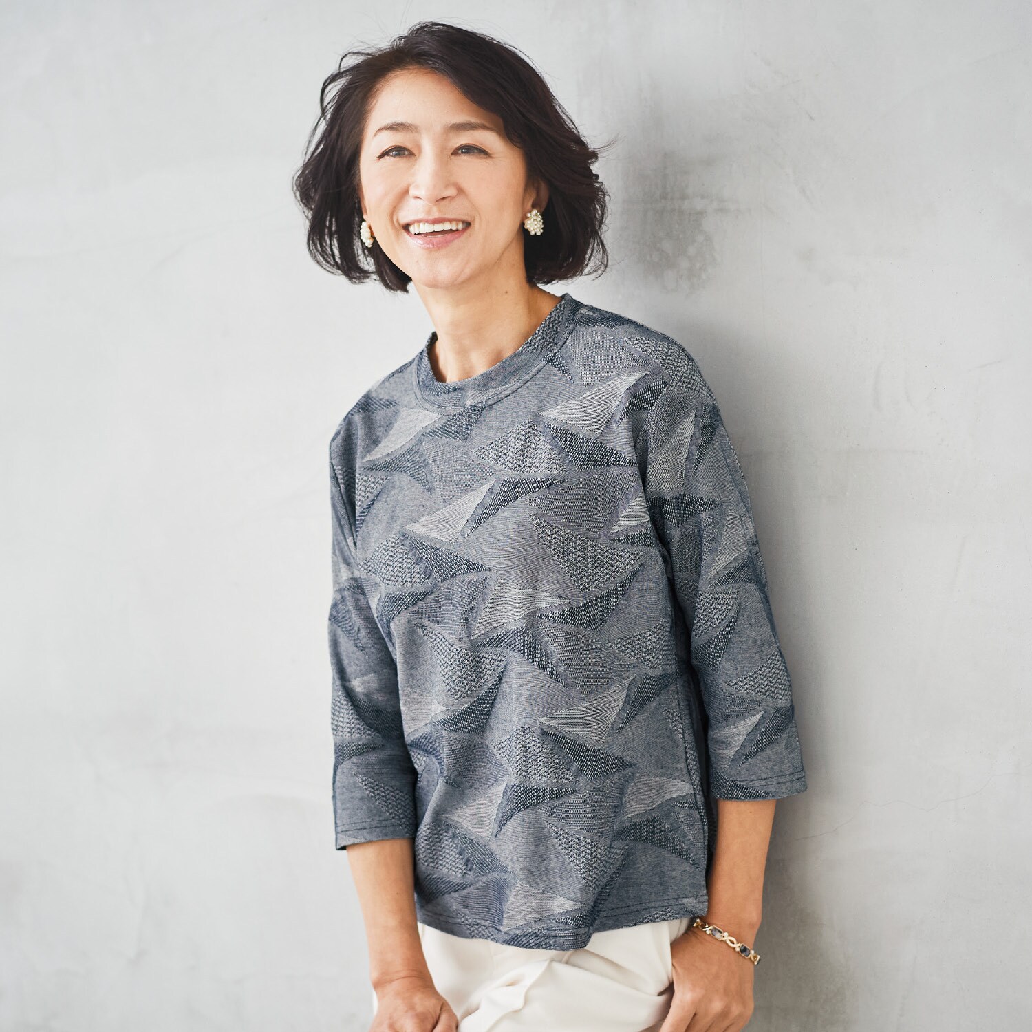 〈帝人・涼しや〉ジャカード7分袖プルオーバー｜通販のベルメゾンネット