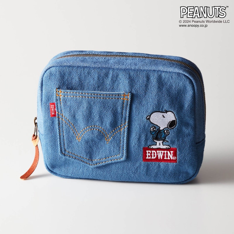 刺繍デニムポーチ「EDWIN／スヌーピー」 (ピーナッツ/PEANUTS)｜通販のベルメゾンネット