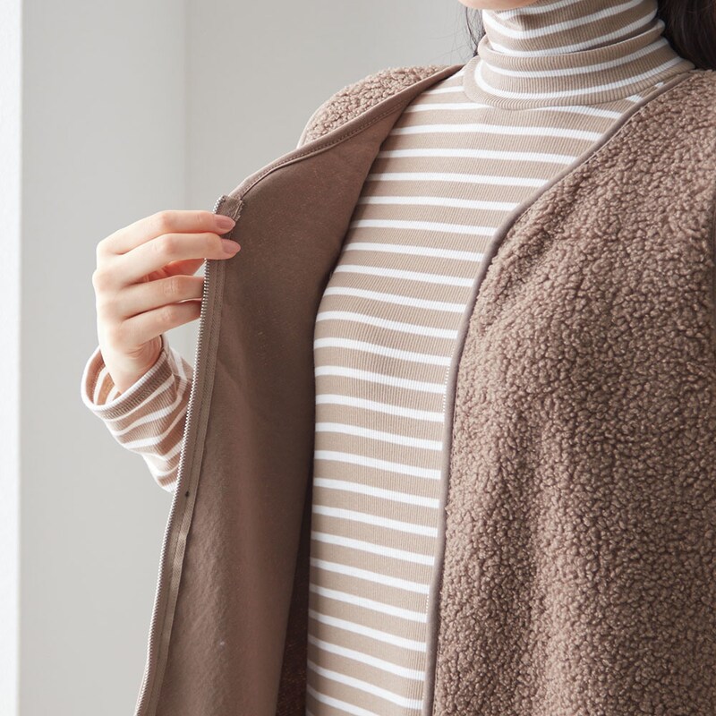 裏天竺素材のブークレーロングベスト｜通販のベルメゾンネット