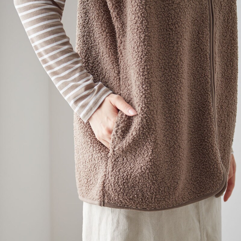 裏天竺素材のブークレーロングベスト｜通販のベルメゾンネット